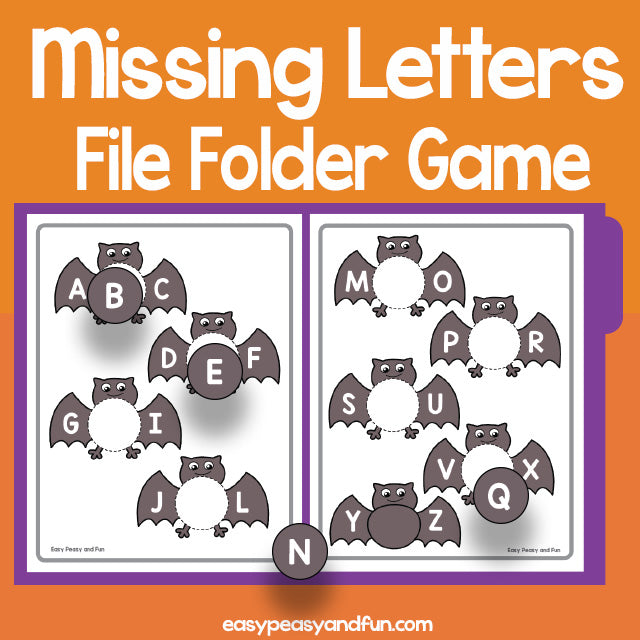 Bats Missing Letters Of The Alphabet File Folder Game – EasyPeasyAndFun